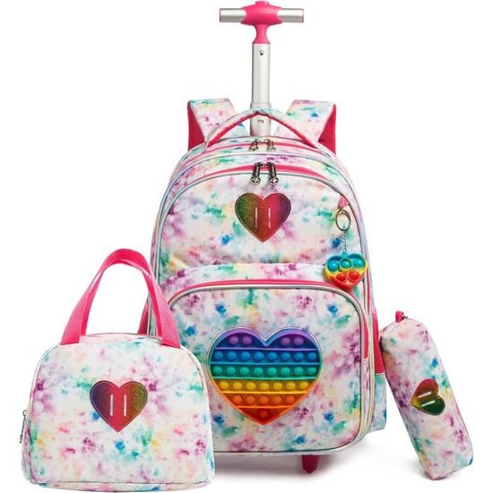 Pop It Fidget Toys Sac A Roulette Fille,16Inch Cartable Fille Primaire ...