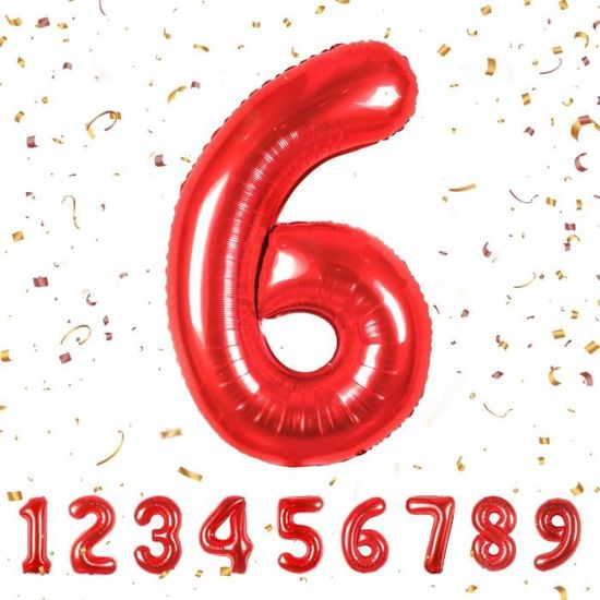 Ballon D'Anniversaire Chiffres 6 Ans | Rouge Ballon Helium 6 Ans ...