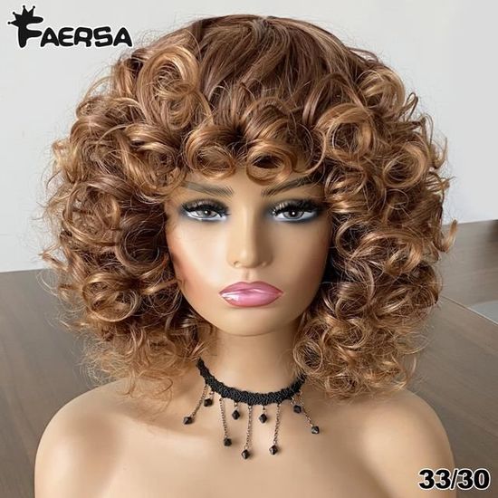 Perruque,33-30-14pouces-1 PC--Perruques Afro Synthétiques Bouclées Et ...