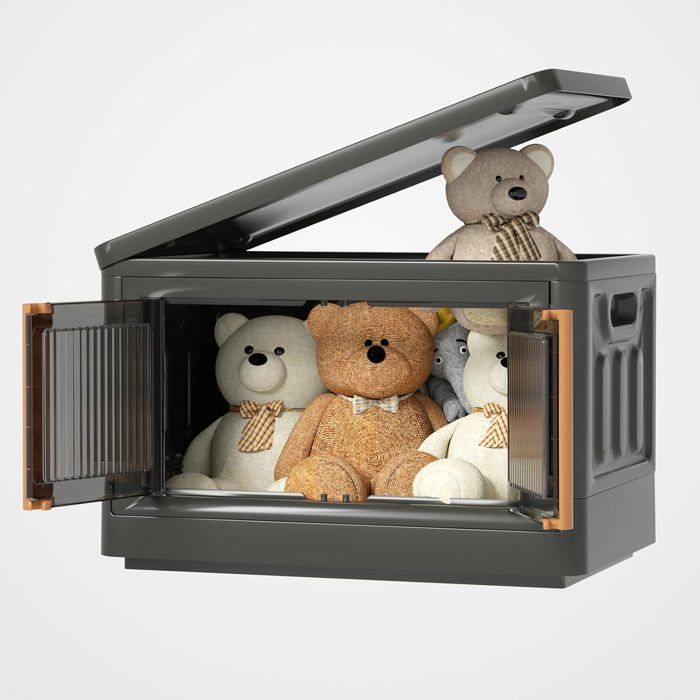 Boite rangement plastique, 32L boite de rangement Pliable caisse rangement, avec couvercle et 4 ...