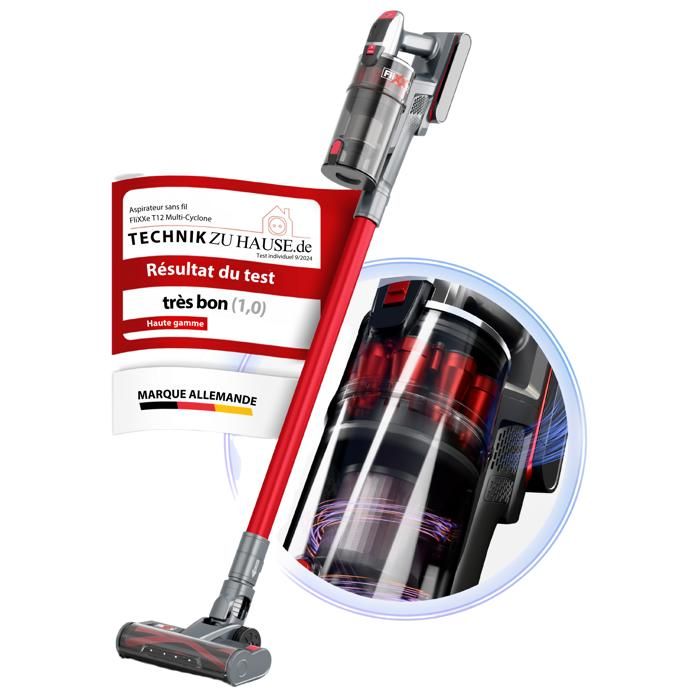 Flixxe Aspirateur sans fil T12 - Puissant, 500 W, aspiration 29 kPa ...