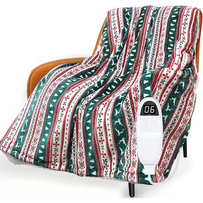 Couverture Chauffante - 180x130 cm Plaid Chauffant en Flanelle Sherpa ...