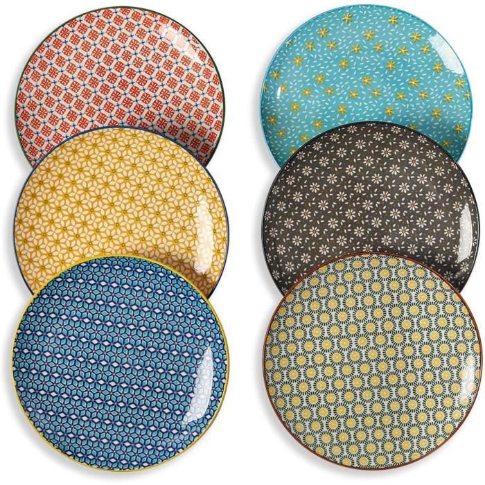 Lot De 6 Assiettes Plates Porcelaine Service De Table En Ceramique 25 ...