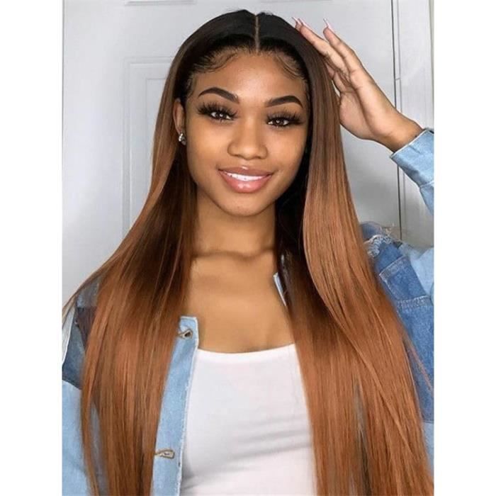 91Cm Lace Front Wig Super Long Light Yaki Straight Wigs Deeper Middle ...