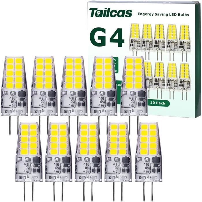 Ampoule LED G4 12V 3W, Blanc Froid 6000K, (3W Equivalent 30W Halogène Lampe), 300LM AC-DC ...