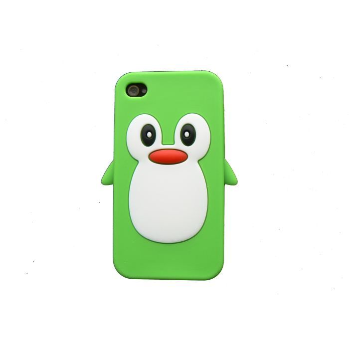 Coque Iphone 4 en silicone verte motif pingouin… - Cdiscount Téléphonie