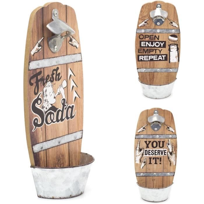 Décapsuleur Mural En Bois Avec Récupérateur De Capsules | Décapsuleur ...