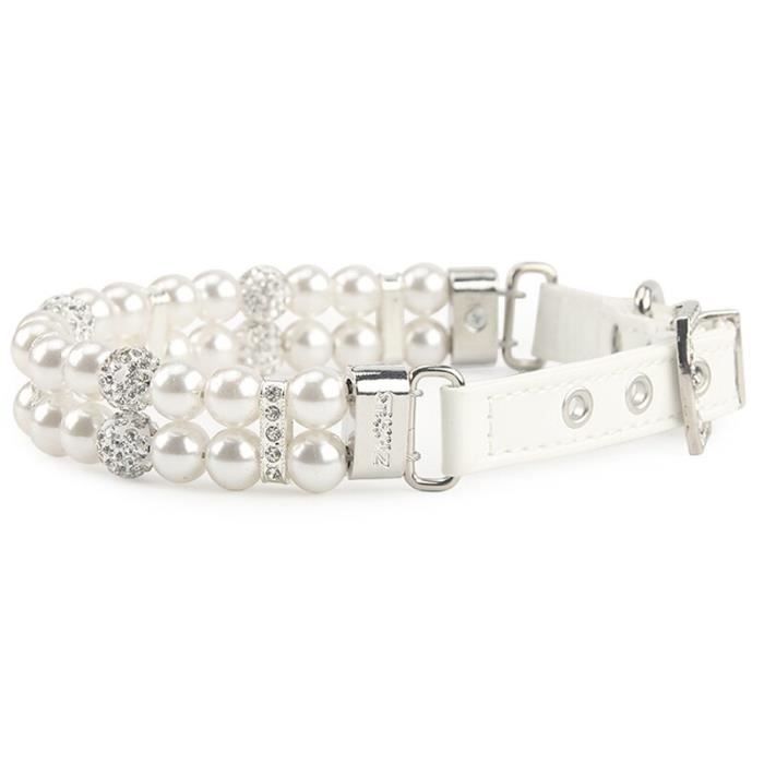 Dog Pearl Collar PU Leather Dog Collar Leash Set Artificial Pearls ...