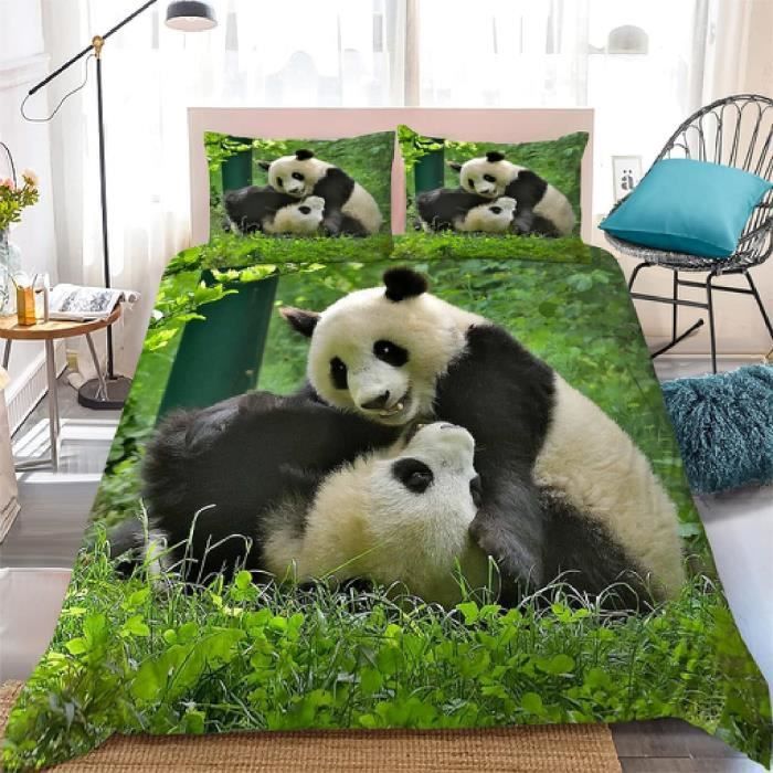 Housse de Couette 220x240 Panda Parure de Lit Animaux Mignons 3D ...
