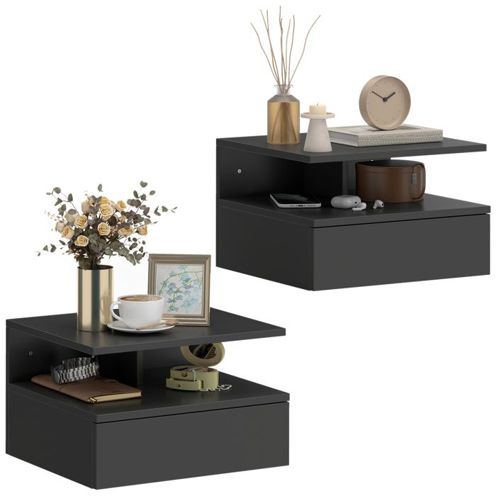 HOMCOM - table de chevet - Panneaux de particules classe E1 - 35x32x22 ...
