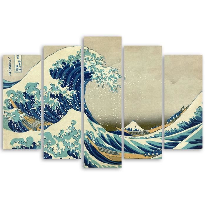 Tableau, Impression Sur Toile - La Grande Vague De Kanagawa Katsushika ...