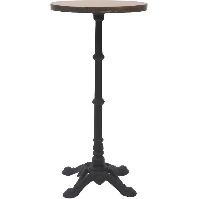 Miliboo - Table bistrot haute ronde bois et métal CONTY - Cdiscount Maison