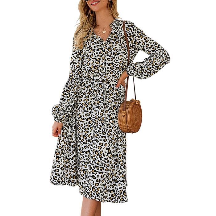 Amzbarley Robes Femmes élégante à Manches Longues Robe Bohème Femme ...