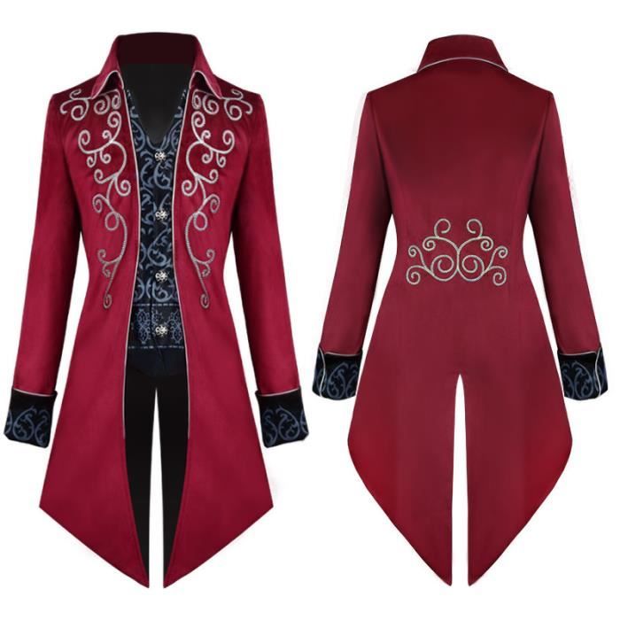 Veste Steampunk Vintage pour Hommes - Rouge - Tailcoat Gothique Robe ...