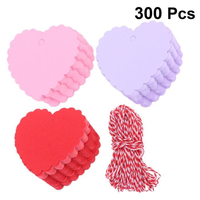 300pcs coeur étiquettes de bord ondulé suspendus tag papier étiquette ...