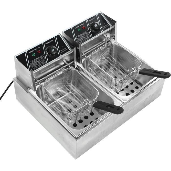 Friteuse Électrique, Double Cylindre Double Panier En Acier Inoxydable ...