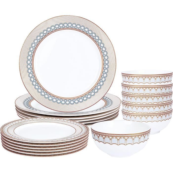 Fanquare Service de Table Complet en Porcelaine 18 Pièces pour 6 ...