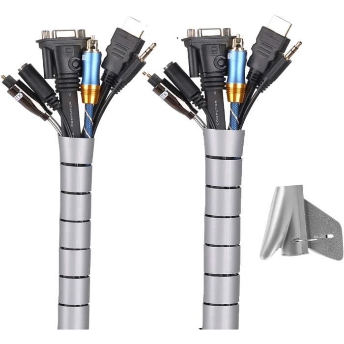 Cache Cable 2 Pack, Flexible Range Câble Mosotech 2x3m PE Câble ...