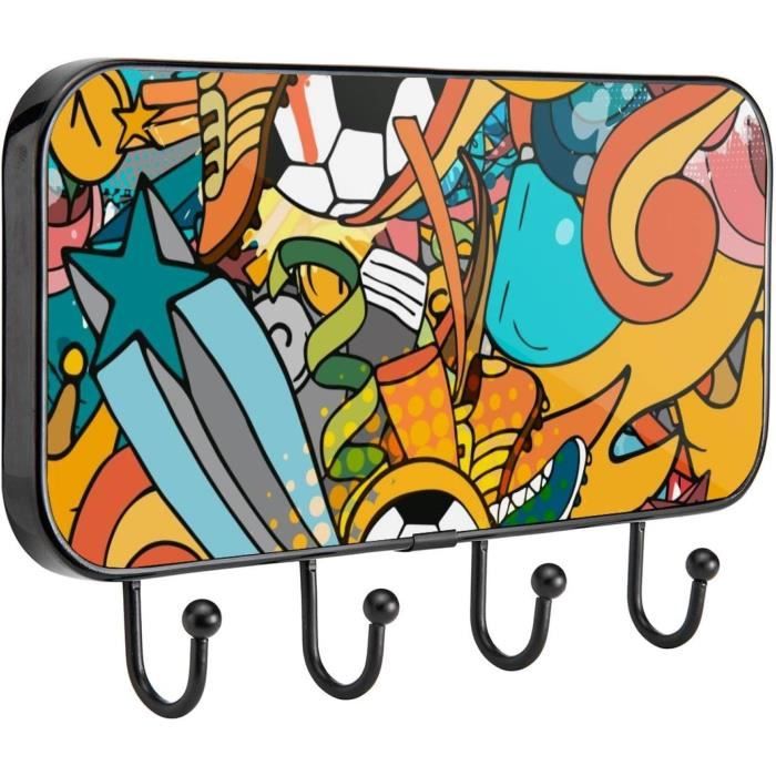 Support Mural Pour Clés - Motif Ballon De Football Et Étoile - 4 ...