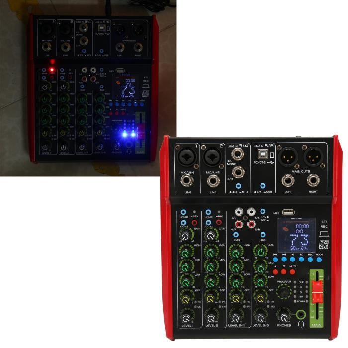 Table de mixage 6 canaux Table de mixage DJ professionnelle 6 canaux ...