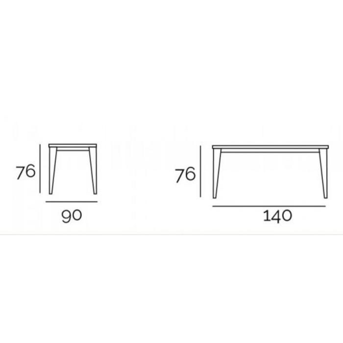 Table repas GEO 4 couverts 140 x 90 x 76 cm pieds chêne plateau verre ...
