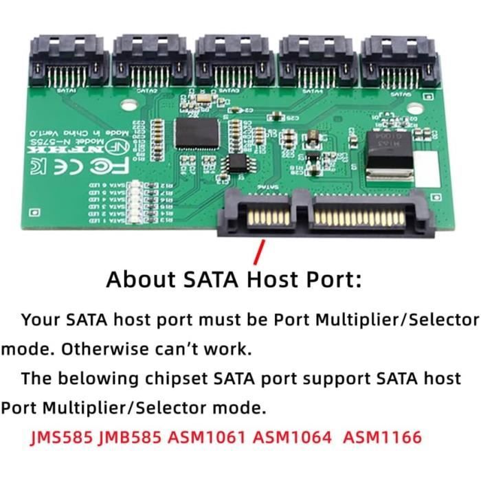 6Gbps Sata 3.0 1 À 5 Splitter Port Hub Adaptateur Convertisseur Pm ...