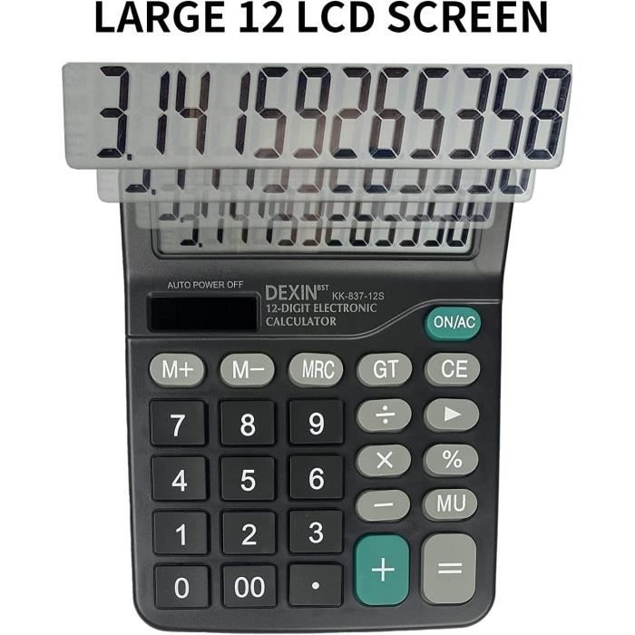 Calculatrice, Calculette De Bureau Solaire Grand Écran Lcd À 12 ...