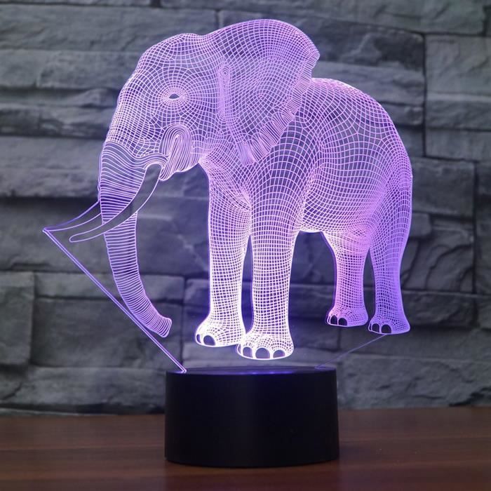 Nouveauté Éléphant 3D Illusion Led Lampes De Bureau 7 Couleurs ...