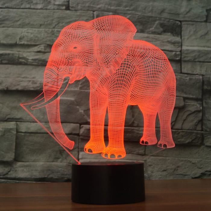 Nouveauté Éléphant 3D Illusion Led Lampes De Bureau 7 Couleurs ...