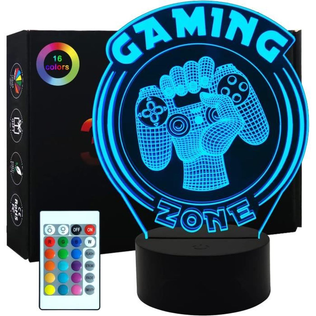 3D Lampe Illusion, Lampe Gamer Avec TéLéCommande - 16 Couleurs, Enfants ...