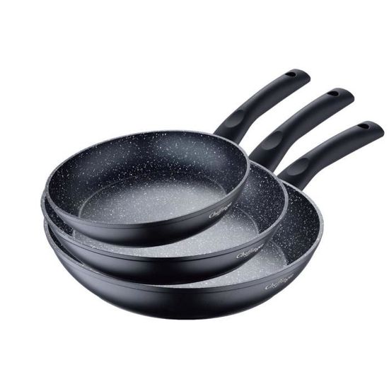 Cheffinger poêles à frire 20-24-28 cm castalu. noir 3 pièces - Cdiscount Maison