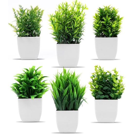 Cexovo Artificial Plants Indoor 6 Pieces Mini Artificial Plants Plastic ...