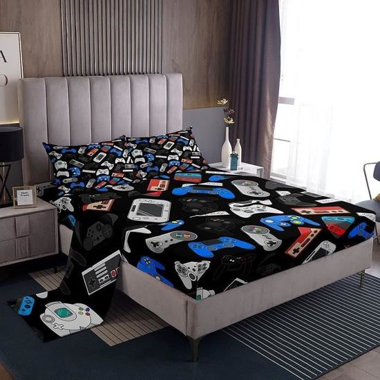 Parure De Lit Moderne 4 Pièces Pour Adolescents, Motif Manette De Jeu ...