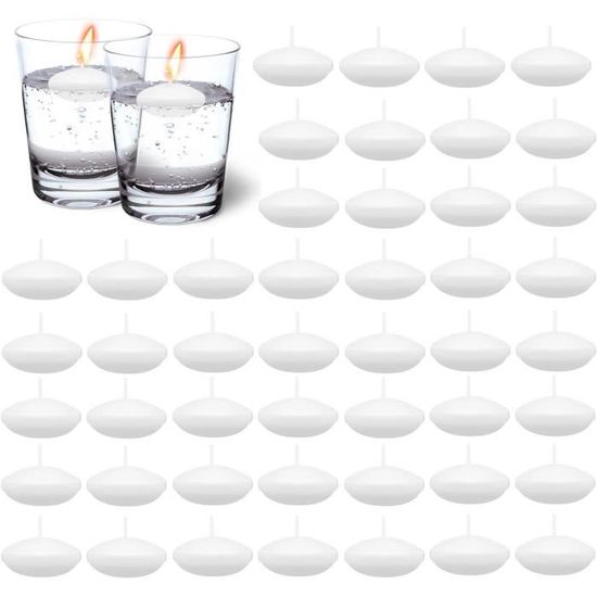Lot De 50 Bougies Flottantes, Bougies Flottantes Blanches, Bougies ...