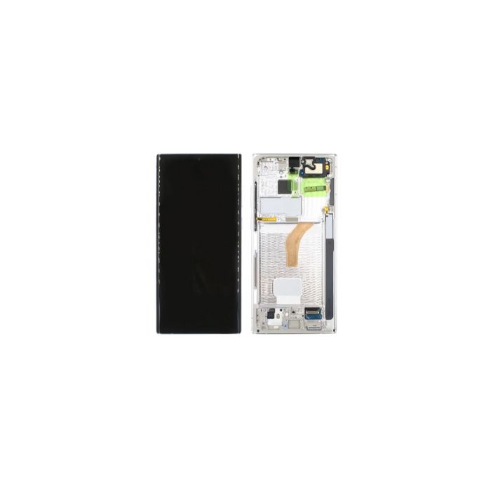 Original Ecran LCD et Vitre Tactile Blanc Avec Chassis pour Samsung Galaxy S22 Ultra S908 GH82 ...