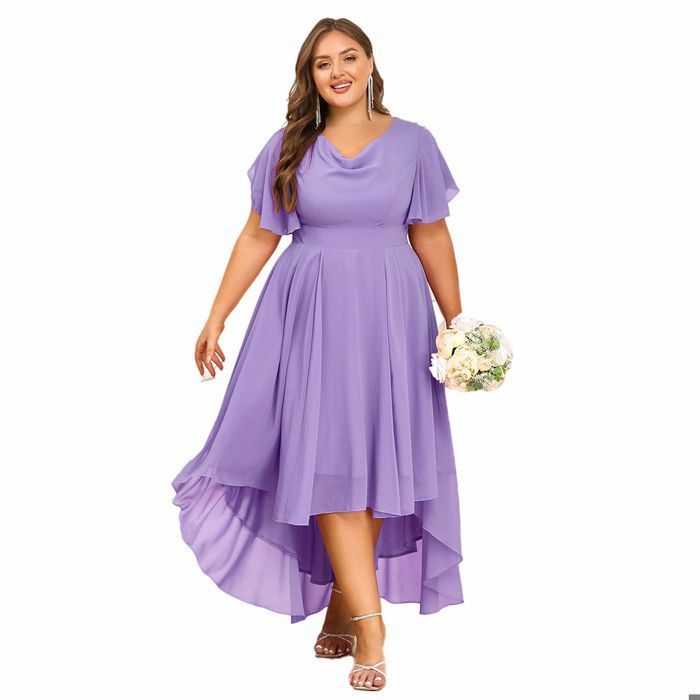 Robe de soirée en mousseline ECELEN pour femme - Jupe irrégulière ...