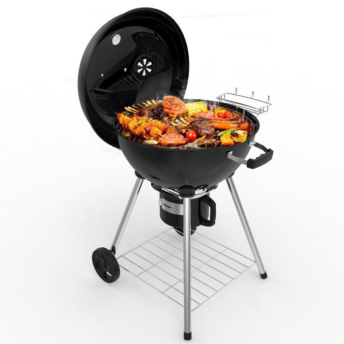 Barbecue Charbon Ronde 57cm avec Couvercle, Idéal pour 4 à 12 Personnes ...