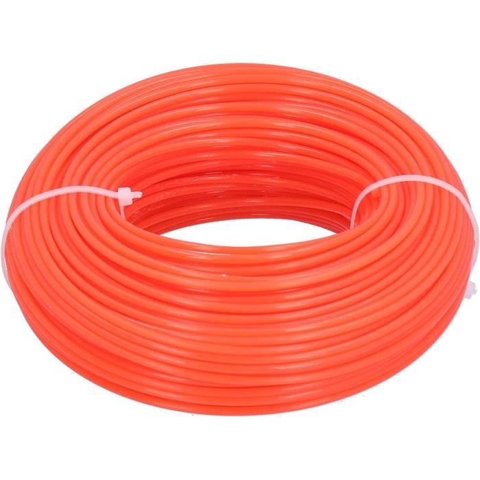 Fil de débroussailleuse – 50 m 2,4 mm Rond en Nylon Cordon Fil Tondeuse Remplacement de Tondeuse ...