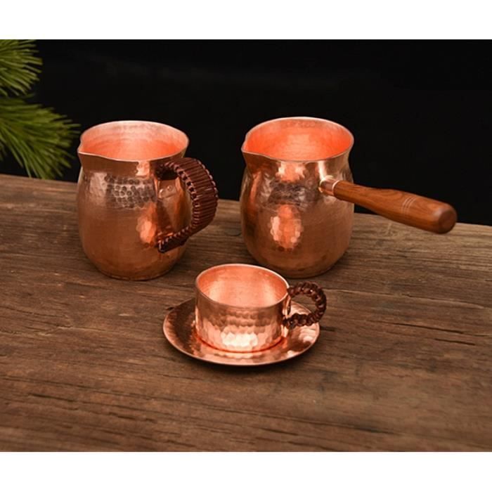 3 ensembles - FeiC-Service à café en cuivre pur fait à la main, cafetière turque, grecque, arabe ...