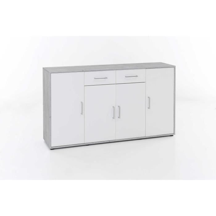 Le bahut Denise est équipé de 4 portes, de 2 tiroirs et de 3 tablettes ...