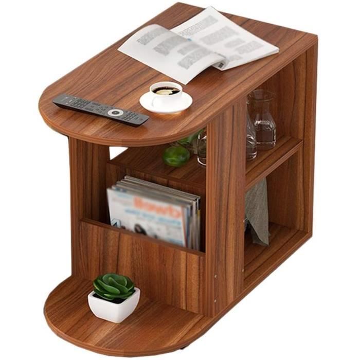 ZLJ Table d'appoint Table Basse avec Roue Compartiment Mobile Rétro ...