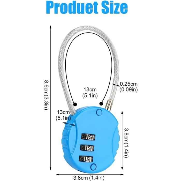 4 Pièces Cadenas Valise Avion, Petit Cadenas Code 3 Chiffres, Cadenas A Code Casier, Cadenas ...