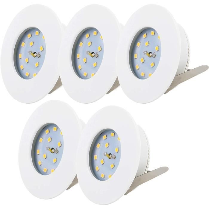 Lot de 5 spots LED encastrables salle de bain, éclairage plafond encastré,spots salle de bain ...