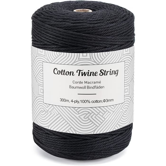Macramé Fil, Corde pour Macramé 3mm x 300m Fil Macrame Coton, Fil pour ...