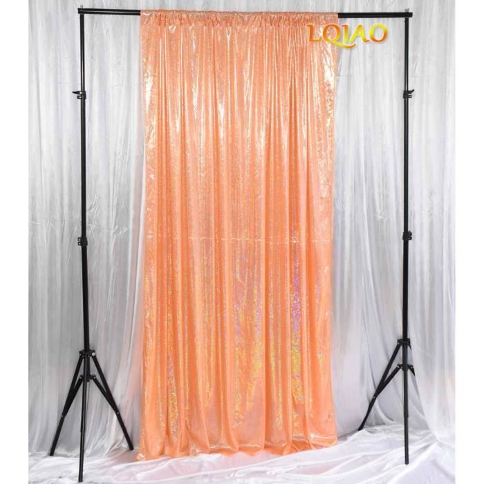 Orange laser 1Y Tissu-W150xL90cm Rideaux à paillettes roses irisées ...