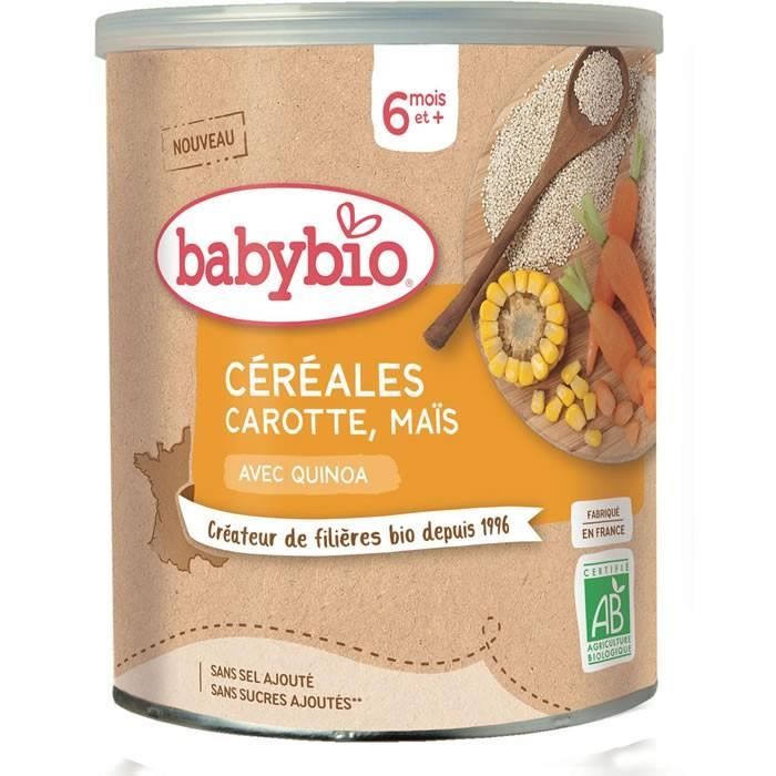LOT DE 3 - BABYBIO : Céréales en poudre, carotte, maïs et quinoa dès 6 ...