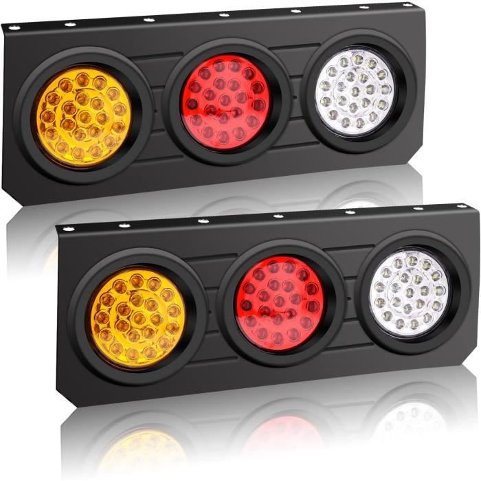 3 Rond Led Feu Arrière Triple Lumières 24 V Lampes Pour Camion Remorque ...