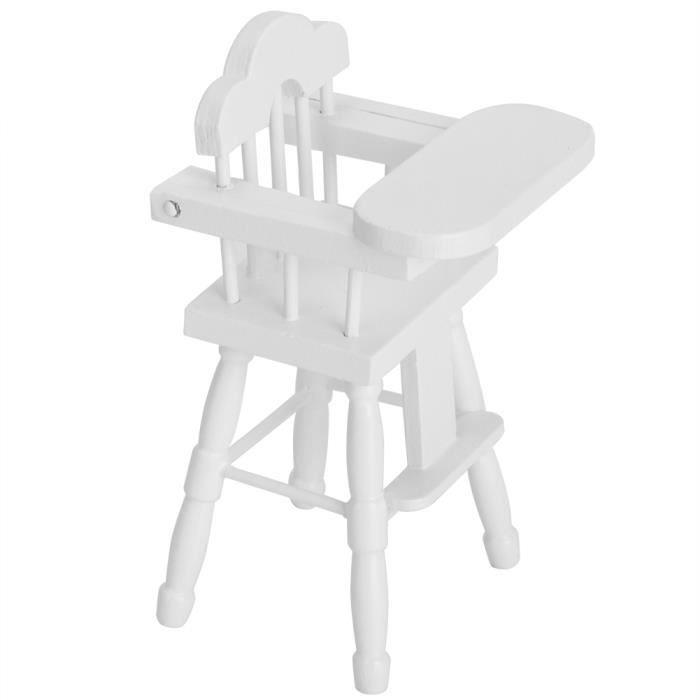 Meubles de maison de poupée - FYDUN - Chaise haute miniature - Blanc - 1/12 - Accessoires d ...