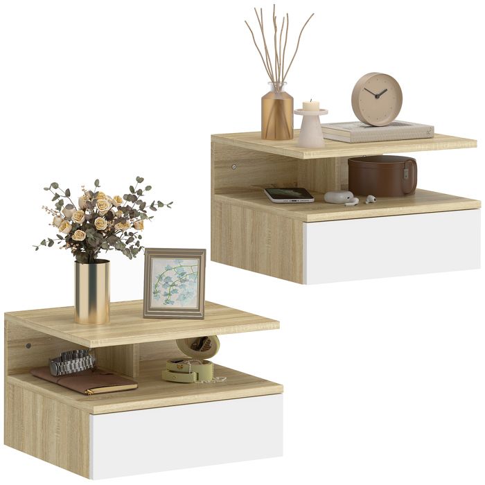 HOMCOM - Tables de chevet - Panneaux de particules - 35x32x22.5cm ...