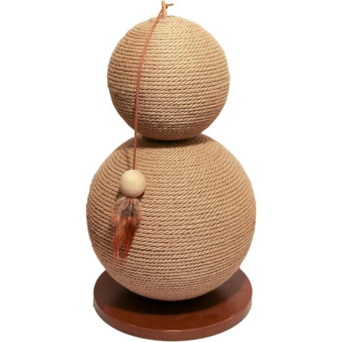 Griffoir Élégant En Jute Naturel Avec Plumes Aguichantes Pour Chat 60 X ...